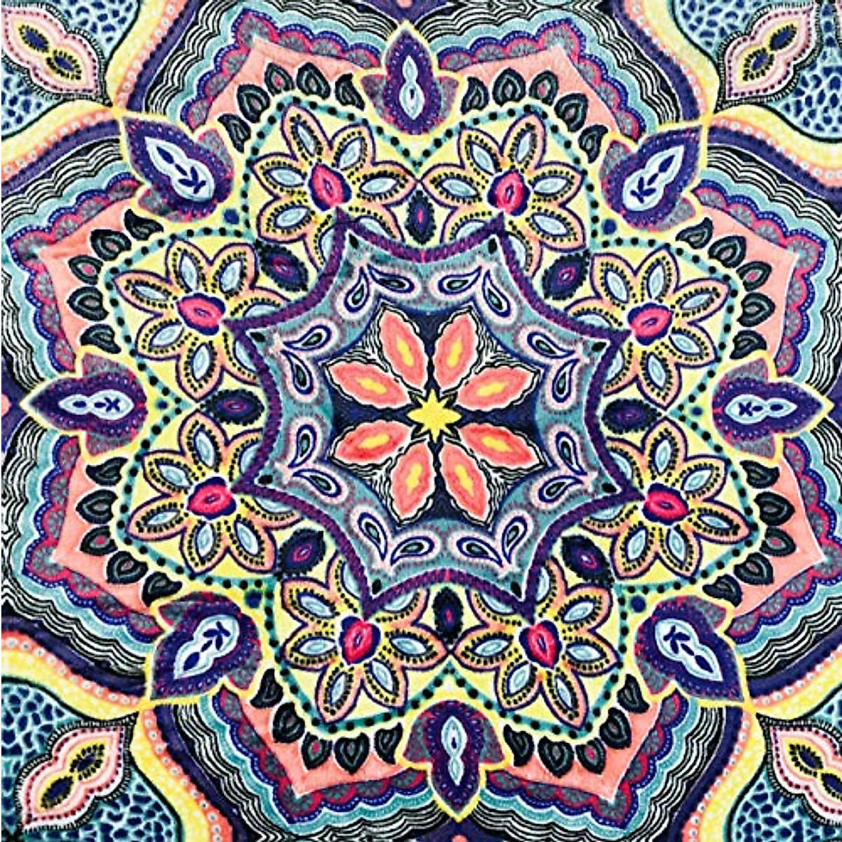 Boho Velvet Fleece Throw Blanket: Soft Plush Bright Decorative Paisley Patterned Accent for Couch or Bed, Colored: Teal Hot Pink Purple Yellow Black