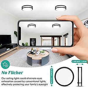 Flush Mount Ceiling Light Black, 30W 4000Lm 5CCT Dimmable LED Ceiling Light Fixture, 2700K/3000K/4000K/5000K/6500K Adjustable 10 Inch for Hallway Bedroom Bathroom Kitchen Closet Offices, Set of 2