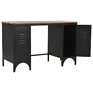 YUHI-HQYD Double Pedestal Desk,Secretary Desk,Studio Desk,Home Office Desks,with 2 Large Cabinets,Easy to Assemble,for Office or Home Study,Solid Firwood and Steel 47.2"x19.6"x29.9"