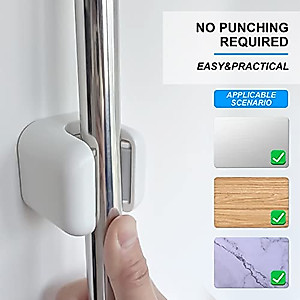 Broom Holder, 3 Pack Sturdy Wall Mount Grippers, Self-Adhesive Mop Holder, No Drilling & Damage-Free Anti-Slip Organized Wall Hanger for House, Bathroom, Kitchen, Garden, Garage Storage