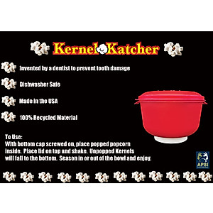 Kernel Catcher Popcorn Bowl-- Dentist Invented, Dishwasher Safe, Recycled Material (Blue)