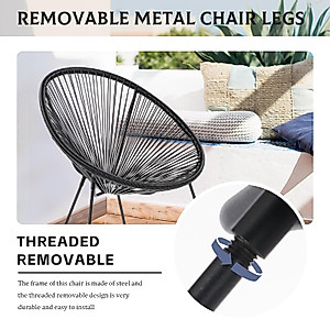 VICBARLEY 3-Piece Patio Acapulco Chairs Set, All-Weather Outdoor Wicker Bistro Set w/Pillow & Glass Top Table, Rattan Conversation Set for Porch,Garden, Balcony, Deck, Poolside, Black