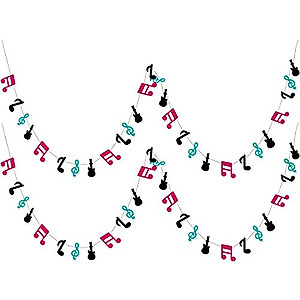 HappyField Tik Tok Party Decorations Tik Tok Music Note Garland Tik Tok Party Banner Black Teal Fuchsia Music Note Garland Music Note Streamer Tik Tok Birthday Party Decorations Tik Tok Party Supplies
