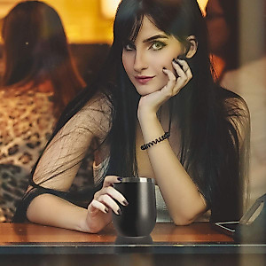 HASLE OUTFITTERS 12oz Wine Tumbler with Lid Stemless Wine Glasses Double Wall Vacuum Travel Mugs stainless steel Coffee Cup for Cold & Hot Drinks Wine Coffee Cocktails Beer 12 Pack Black