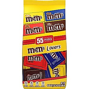 M&M'S Original, Peanut, Peanut Butter & Caramel Fun Size Bulk Easter Chocolate Candy, 30.35 oz, 55 ct, Bag