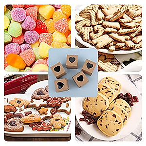 AUEAR, 50 Pack of Kraft Gift Boxes with Clear Plastic Heart Window 2x2x2 inch Treat Gift Boxes for Cake Candy Cookies Dessert