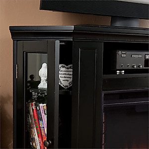 BOWERY HILL Engineered Wood Color Changing Electric Fireplace in Black