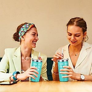 Gtmileo Thank You Gifts for Women, 2 Pack Thank You for Being Awesome Stainless Steel Insulated Travel Tumbler, Appreciation Christmas Gifts for Coworker Teacher Employee Friends(20oz, Rose Gold&Mint)