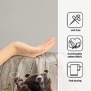 Giwawa Funny Bear Hand Towels Set of 2 Brown Bathtub Decorative Bath Towel Soft Absorbent Towel for Bathroom Kitchen Dish Spa Yoga 14"x28"