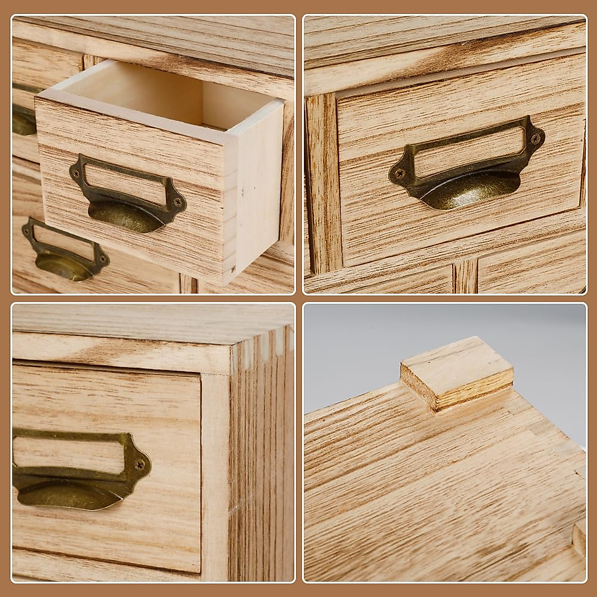 Pickei Wood Desk Drawer Organizer: Home Storage Cabinet 6 Drawers Mini Chest with Lable Holder Handles