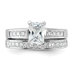IceCarats 925 Sterling Silver Cubic Zirconia CZ Wedding Band Engagement Ring Bridal Jewelry Set Size 8
