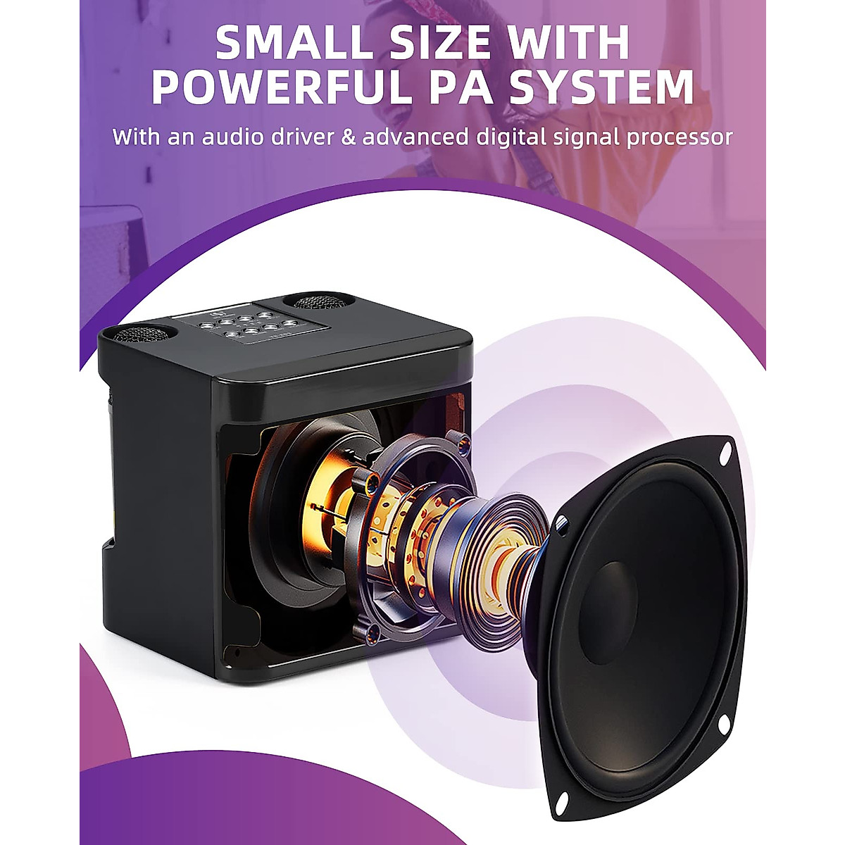 Mini Karaoke Machine for Adults and Kids,Portable Bluetooth Karaoke Speaker for TV, with 2 Wireless Microphones PA Speaker System for Indoor Outdoor Party, Family Party Singing (Elegant Black)