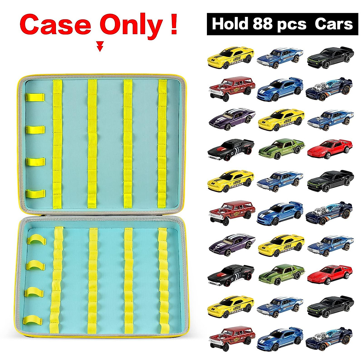 PAIYULE 88 Car Toy Storage Organizer Case for Matchbox Cars, Car Display Carrying Container Holder for Mini Collection, Random Assortment Party and More Gift Pack-Box Only