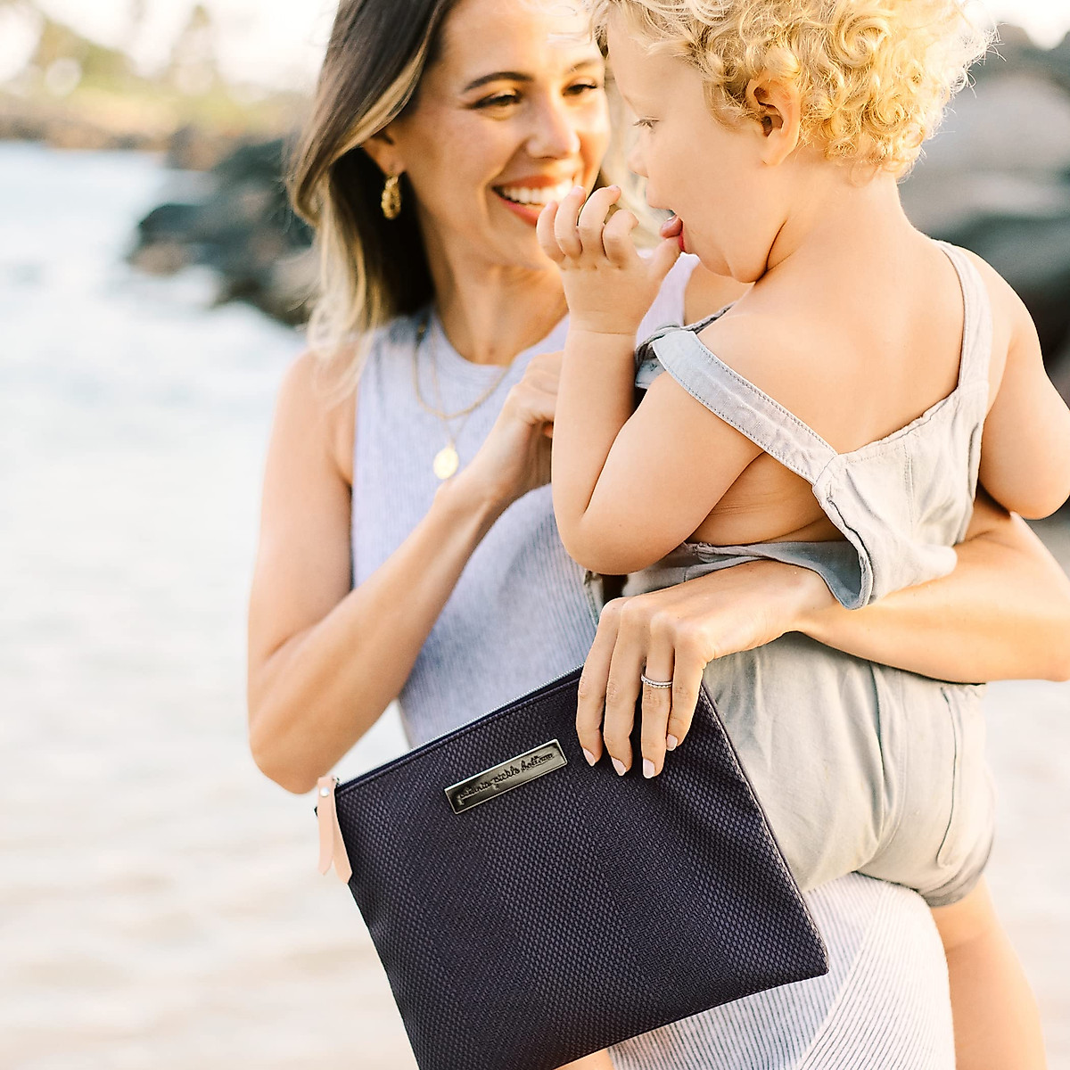 Petunia Pickle Bottom Organizer Trio, Zip-Close Pouches, 3 Sizes, For Diaper Bag, Stroller, Travel Bag, Carry Alone, Carbon Cable Stitch