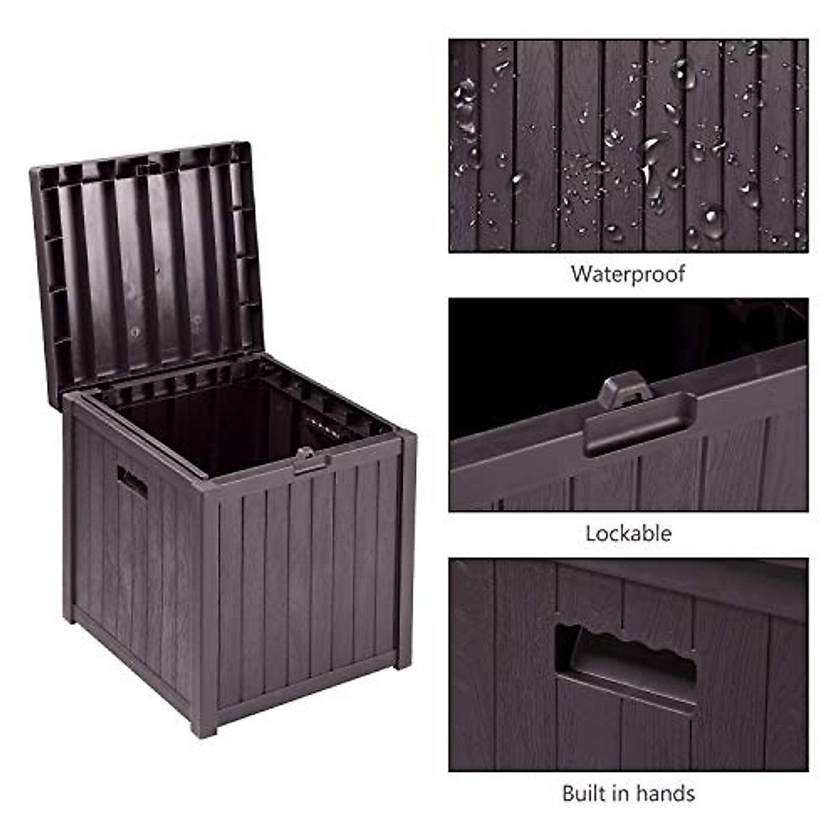 COVERONICS 51 Gallon Patio Medium Deck Box Lightweight Outdoor Stroage Box Weather Resistant Garden Stroage Container for Patio Furniture Cushions, Pillows, Garden Tools and Pool Toys