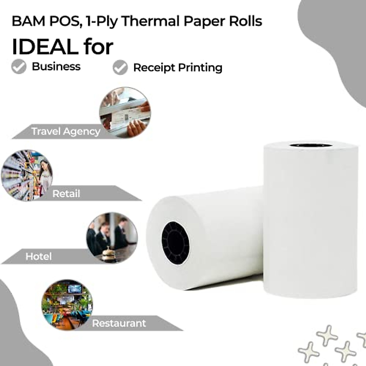BAM POS, 2-1/4 x 50' 1-Ply Thermal Paper 50 Rolls for The Ingenico ICT ...