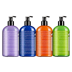 Dr. Bronner's - Organic Sugar Soap (12 oz Variety Pack) Lavender, Peppermint, Tea Tree, & Lemongrass - Made with Organic Oils, Sugar & Shikakai Powder, 4-in-1 Use: Hands, Body, Face & Hair | 4 Count