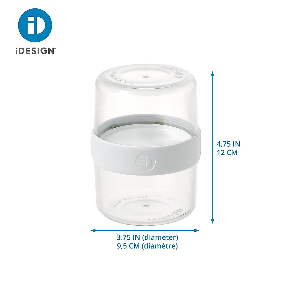 iDesign Recycled Plastic Small Stack n’ Snack Canister – Clear/White