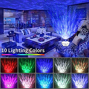 NAZHUA Star Projector,Galaxy Projector,Starry Night Lamp,Ocean Wave Projector Night Light w/ Music Player Bluetooth Speaker and Timer Remote Control Starlight for Birthday Christmas Gift, White