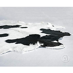 Genuine Calfskin Black and White Calfskin Calf Hide Cow Skin Cowhide Rug Leather Area Rug 3 x 3 ft.