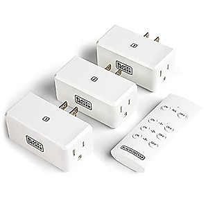 BLACK+DECKER Wireless Remote-Control Outlet, Pack of 3 Outlets, 1 Remote - Premium Light Switches