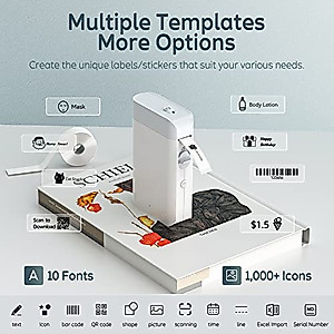 Label Maker Machine with Tape - Label Maker with 1 Roll Label tape, Thermal Bluetooth USB Rechargeable Portable WP9510 Label Printer, Label Makers, Mini Label Makers for Teacher Supplies, Home, Office