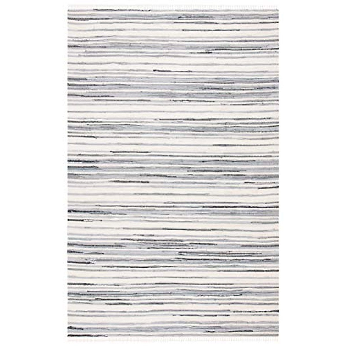 SAFAVIEH Rag Rug Collection Accent Rug - 4' x 6', Ivory & Grey, Handmade Boho Stripe Cotton, Ideal for High Traffic Areas in Entryway, Living Room, Bedroom (RAR126A)