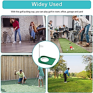 Putting Cup Indoor Outdoor Practice Training Aids with Flag Plastic Putting Cup Putting Hole Putter Regulation Cup