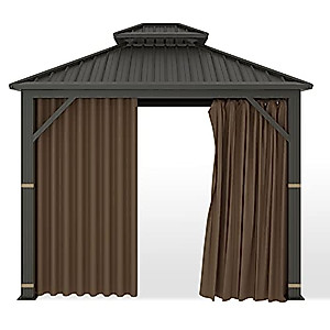 Gazebo Universal Replacement Privacy Curtain – Hugline 10' x 10' Gazebo Side Wall Outdoor Privacy Panel with Zipper (Brown)