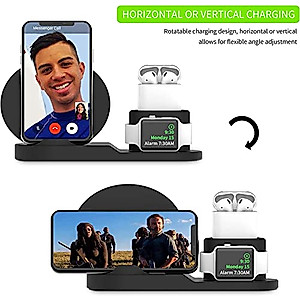 Wireless Charger, 3 in 1 Charging Station for Apple, Wireless Charging Stand Apple Watch Charger for Apple Watch and iPhone Airpod Compatible for iPhone X/XS/XR/Xs Max/8 Plus iWatch Airpods-Black