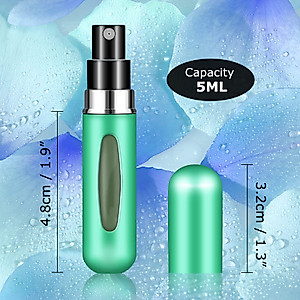 Kewjug Refillable Mini Perfume Atomizer Bottle，Portable Separate Bottles，Travel and Outings Spray Boxes Dispensers 5ml/0.2oz (Green)