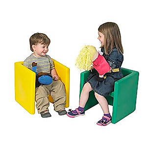 Children's Factory Cube Chairs, Set-4, Primary, CF910-007, Classroom Furniture, Kids Daycare and Preschool Flexible Seating, Toddler Reading Chair
