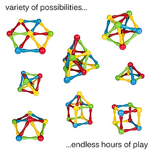 Goobi 40 Piece Construction Set Large Building Blocks Developmental Play Magnetic Sticks STEM Learning Colors Creativity Imagination 3D Puzzle Educational Toys for Ages 1 2 3 Year Toddlers Preschool