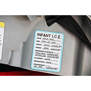 BlueApe ICE Infant Car Seats Medical Information Stickers - Emergency Stickers for Cars - Baby Monitor Car Accessories (Blue, 3 Pack)