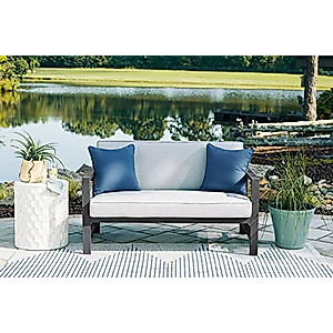 Signature Design by Ashley Fynnegan Outdoor Loveseat with Table, Gray