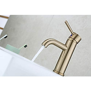 Derengge Single Lever Bathroom Faucet,Single Hole Bathroom Sink Faucet,Brushed Gold Lavatory Faucet,F-509-CS