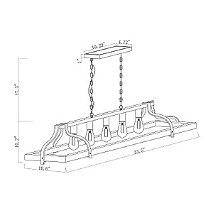 MEIXISUE Chandeliers for Dining Room Kitchen Island Lighting Fixtures Farmhouse Industrial 5-Lights Linear White Birch and Black Metal Finish Chandelier for Living Room UL Listed