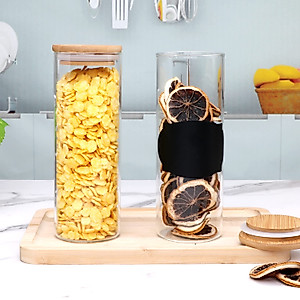 Flrolove Glass Jars With Bamboo Lids, 16 oz Food Storage Containers for Home Kitchen ,Set of 12 Jars for Kitchen Storage,Coffee,Tea, Herbs, Sugar, Salt, Flour