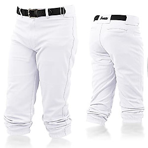 Franklin Sports Youth Baseball + Softball Pants - Knee High White Baseball Pants for Kids - Boys + Girls Knicker Style with Belt Loop - White - Extra Large