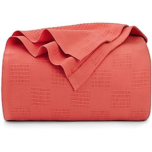 Utopia Bedding Coral 100% Cotton Blanket [Queen Size - 90x90 Inch] 350GSM Lightweight, Soft and Breathable Thermal Blanket for All Seasons