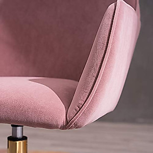 Yoluckea Modern Velvet Swivel Office Chair, Adjustable Height, Ergonomic Design, Cute Desk Chair for Home Office, Pink