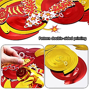 Chinese New Year Decoration Hanging Swirls, 30Pack 2023 Year of rabbit Ornaments Chinese Fu Character Décor Chinese Spring Festival Party Supplies
