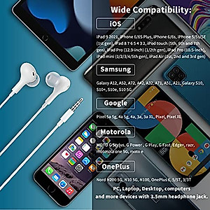 Wired Earbuds with Microphone,Wired Earphones in-Ear Headphones with Storage Case HiFi Stereo Powerful Bass Crystal Clear Audio Compatible with Samsung Galaxy Pixel Moto G iPad, Most with 3.5mm Jack