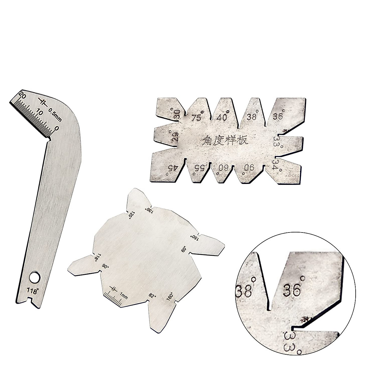 Utoolmart 3Pcs Drill Bit Angle Gauges Stainless Steel Drill Sharpener Tools S/S Angle Measuring Gage Hand Measure Tools