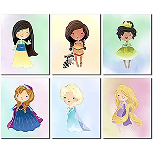 Ultimate Princess and Heroine Kids Art Prints - Set of 24 Original (8 inches x 10 inches) Watercolor Photos