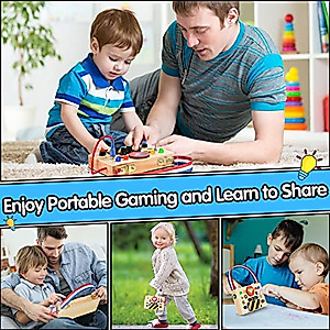 POLKRANE Montessori Toddler Busy Board Toy with LED Light - Wooden Sensory Toys with Switches for kids Gifts, Learning Toys for 1 2 3 4 Year Old Boys & Girls, baby fine motor skills toys & travel toys