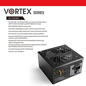 RAIDMAX Vortex 500/600/700/800watts 80+ Certified Standard and Bronze and Gold ATX Power Supply, Continuous Power with 120mm Quiet Fan, ATX 12V V2.3/EPS 12V Active PFC Power Supply (700, Watts)