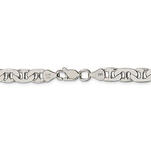 Solid 925 Sterling Silver 6.5mm Anchor Mariner Link Chain Necklace - with Secure Lobster Lock Clasp 20"