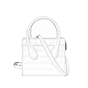Tiny Purse Patent Leather Tote Mini Purse clutch Shoulder Bag Satchel Shape Crossbody Handbag (White-large)