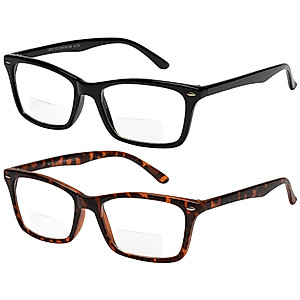 Yogo Vision Bifocal Reading Glasses 2 Pack Fashion Comfort Quality Bifocal Readers for Men and Women +2.25